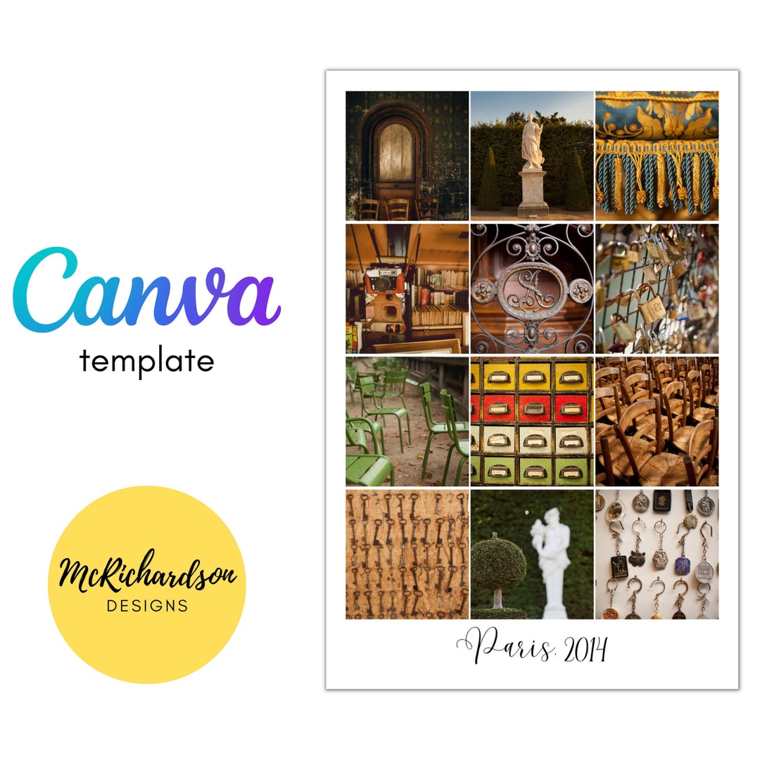 24x36 Photo Collage, Poster Collage Template for 12 Photos in Canva ...