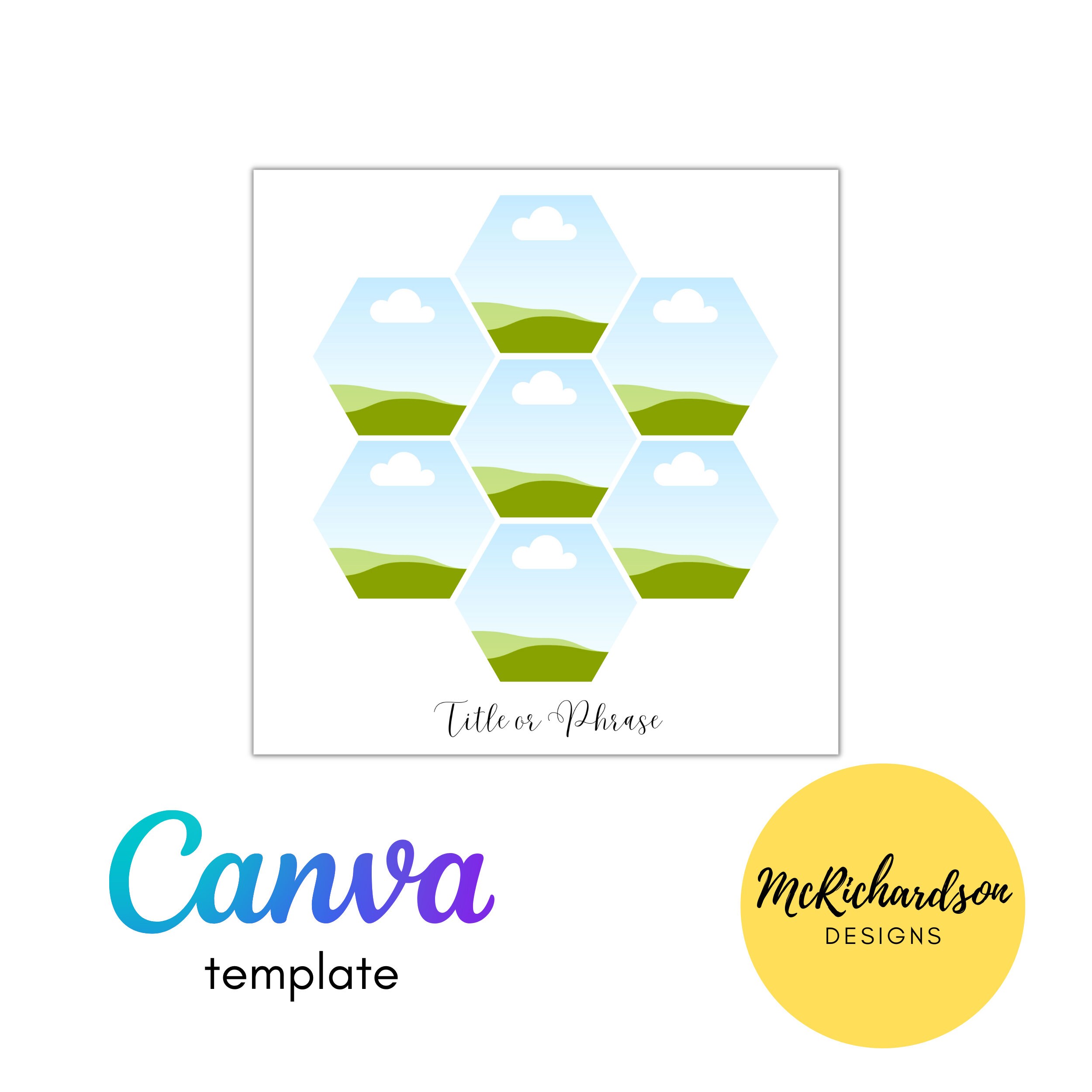Hexagon Photo Collage for Canva, Poster Collage, Poster Size Photo ...