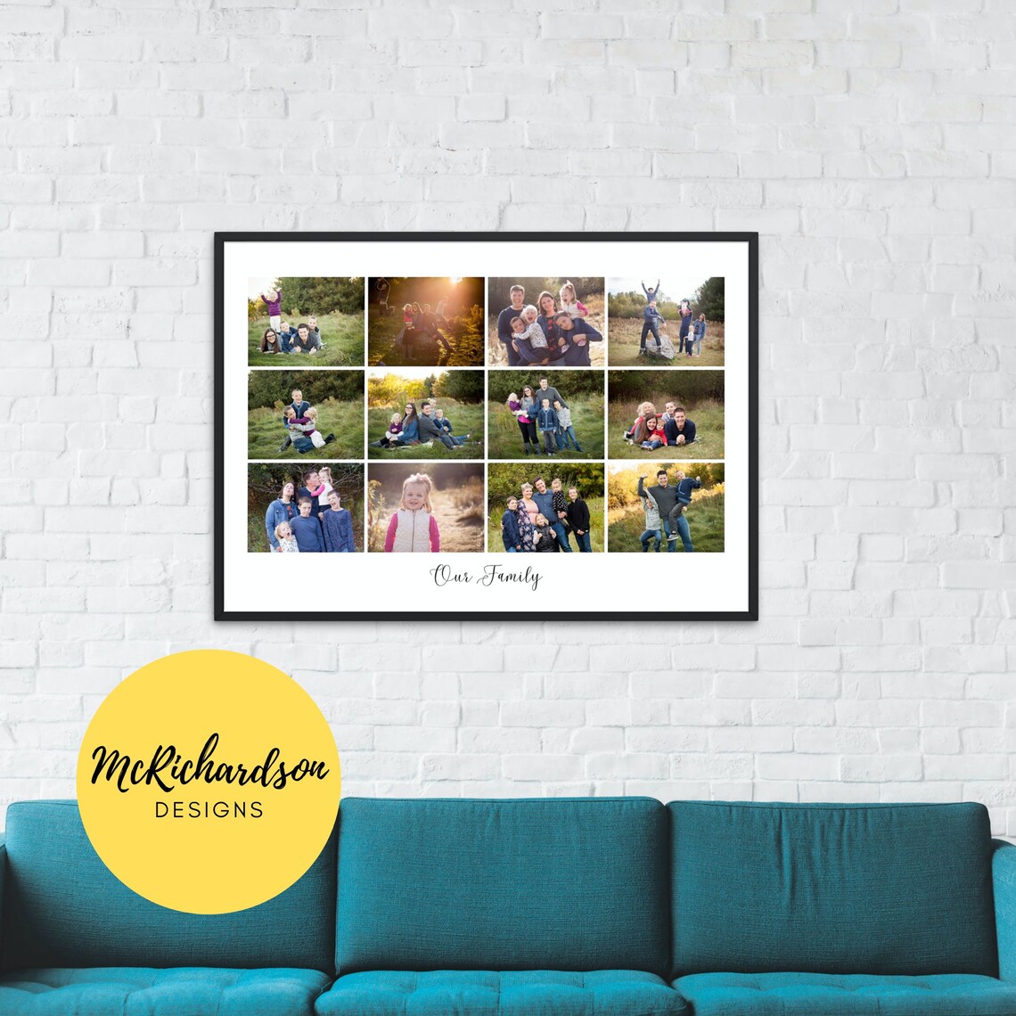 36x24 Photo Collage for Canva, Poster Collage Template for 12 Photos in ...