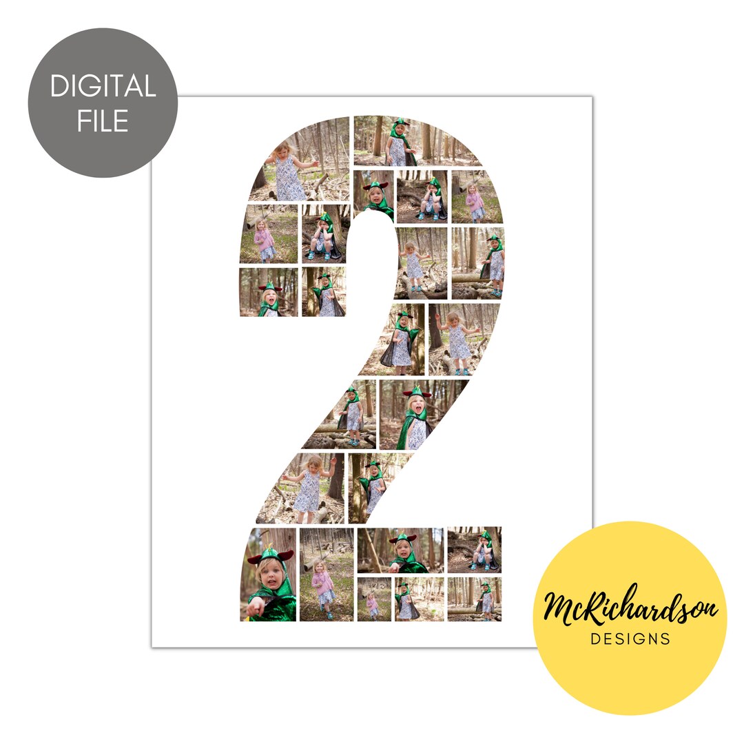 Second Birthday Photo Collage, Number 2 Photo Collage, Gifts for Her ...