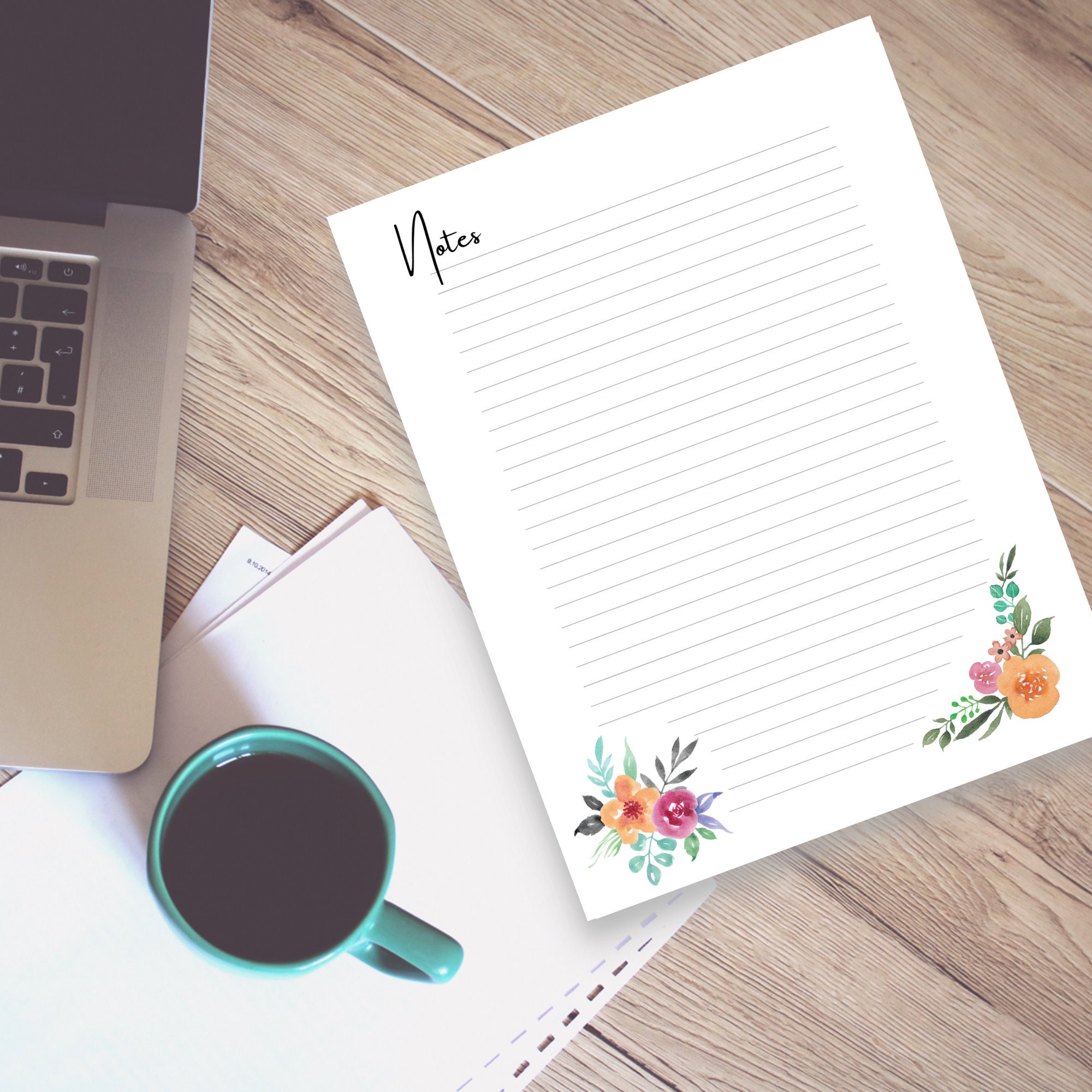 Printable Watercolor Flower Note Pages - Etsy