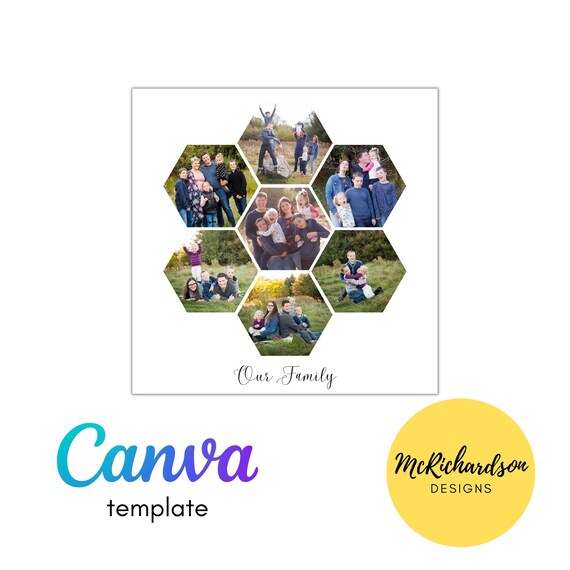 Hexagon Photo Collage for Canva Poster Collage Poster Size - Etsy