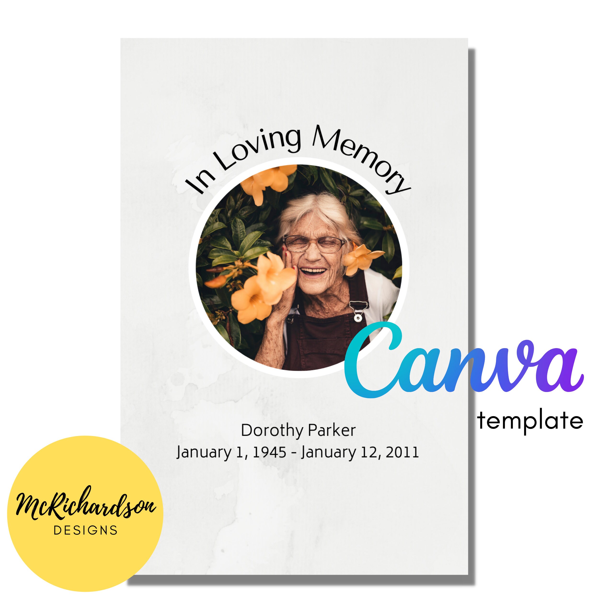 Editable Funeral Program Template for Canva, Memorial Program Template ...
