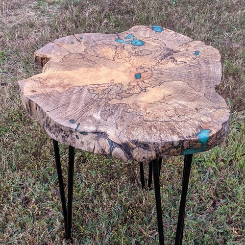Night Stand / Side Table Live-edge Wood Epoxy Resin - Etsy