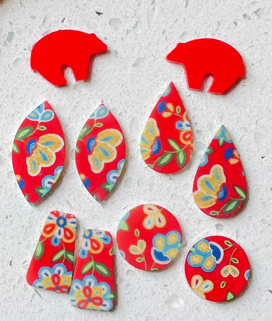 Strawberry Flower Cabochons, Native American Cabochons, Native Flower ...