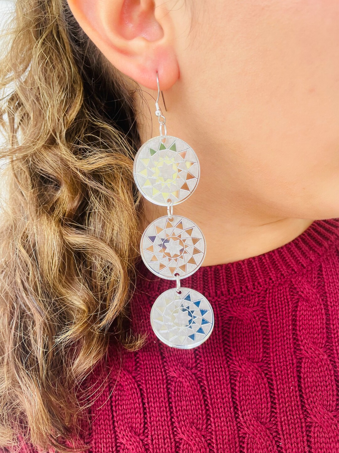 Pinecone Patchwork Earrings, Native American Pinecone Earring Dangles. - Etsy