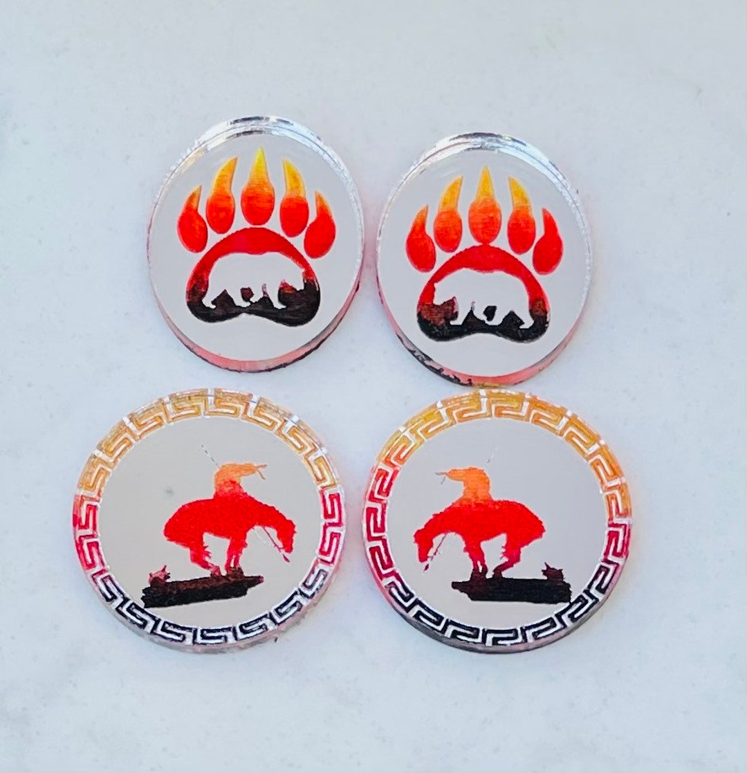 Bear Paws, Bear Paw Cabochons, End of Trail Cabochons, Mirror Acrylics ...