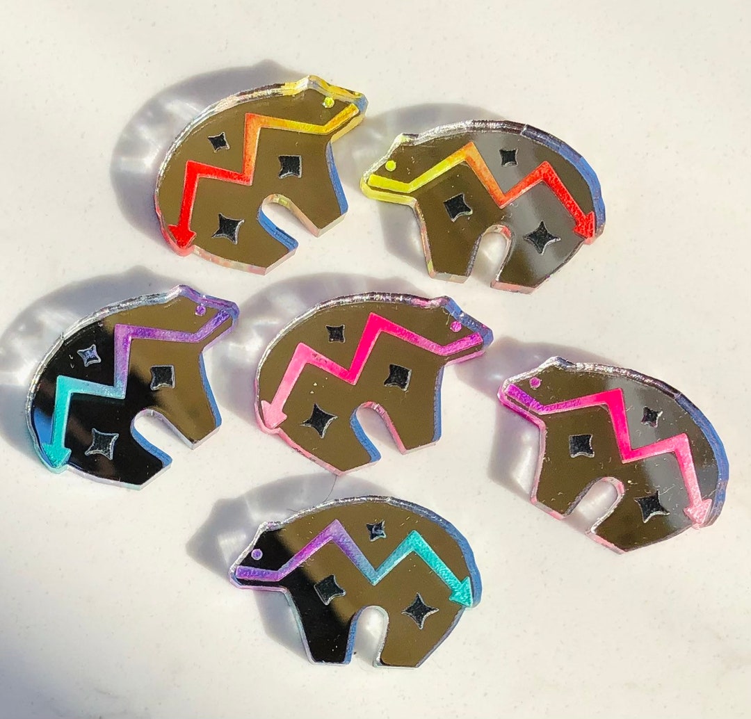 Native Bear, Cabochons, Mirror Centers, Mirror Acrylics, Navajo Bear ...