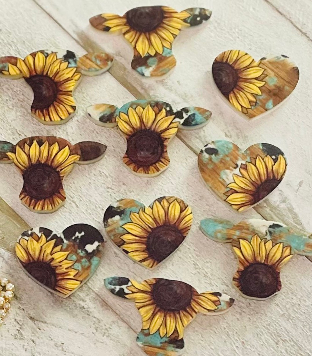 Sunflower Cabochons, Cow Print Cabochons, Western Cabochons, Acrylic ...