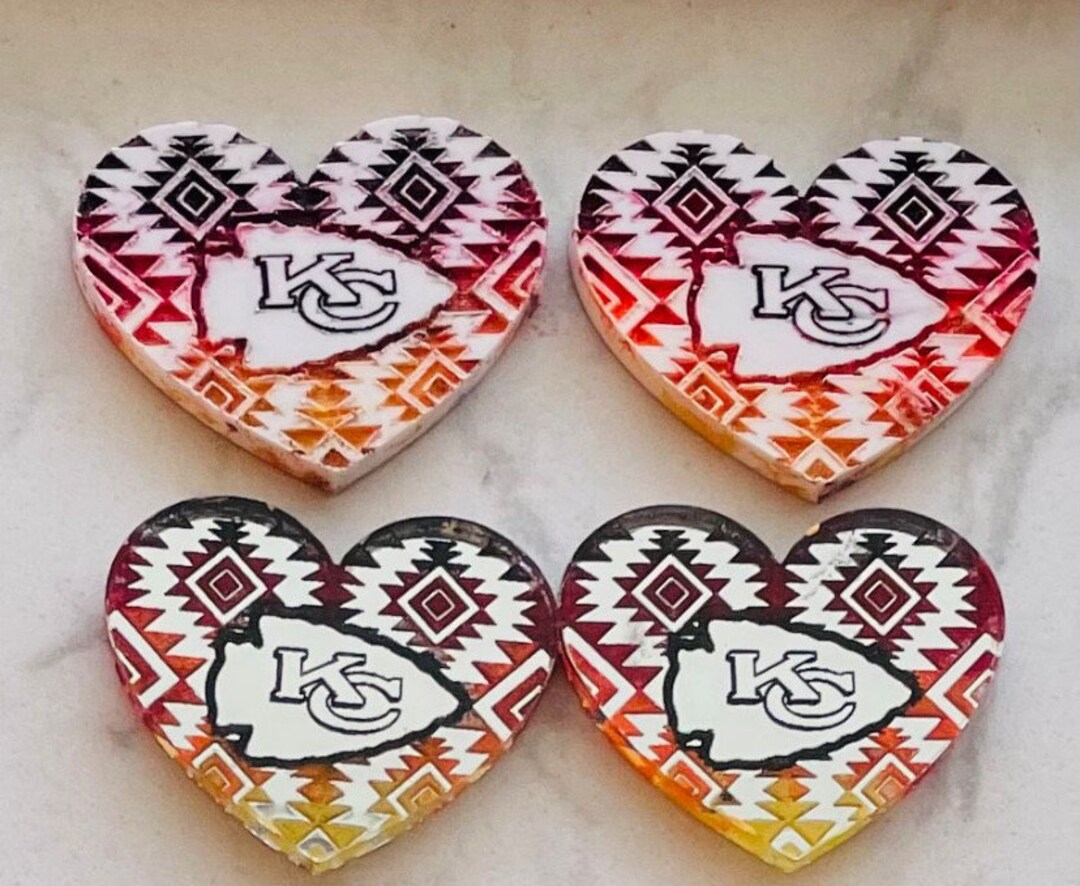 Kansas City Chiefs Heart Aztec Centers, Aztec Hearts, Acrylic Centers 2 ...