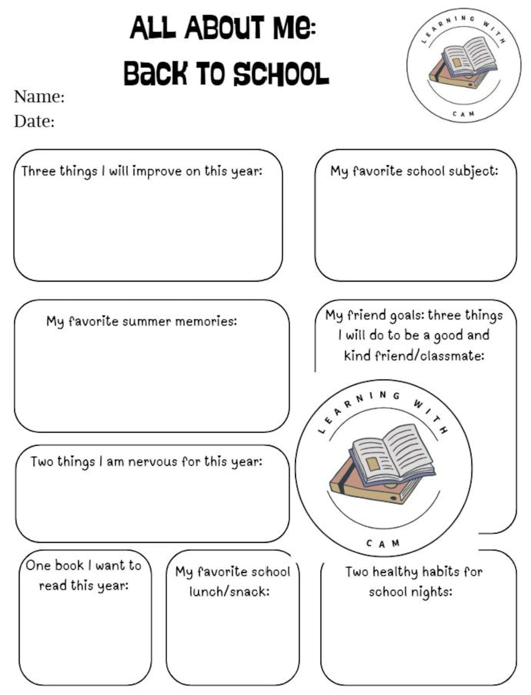 Back to School All About Me Printable - Etsy
