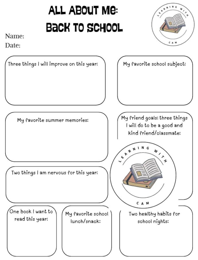 Back to School All About Me Printable - Etsy