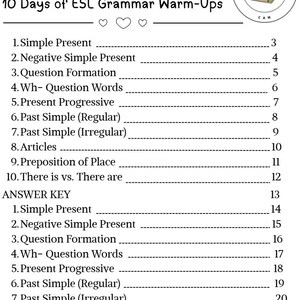 10 Days of ESL Grammar Warm-ups, B1 Level - Etsy