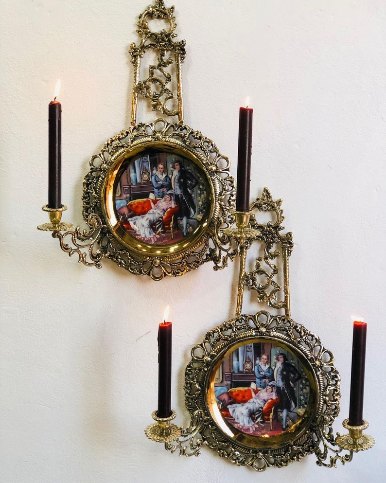 Vintage Brass Wall Candelabra: Victorian Rocaille 2-arm Candle Holder ...