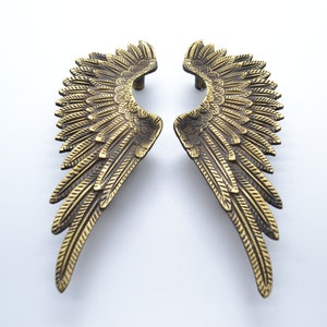 ANGEL WING HANDLE , Pair Brass Door Handle, Wardrobe Handle, Brass Door ...