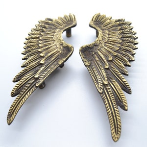 ANGEL WING HANDLE , Pair Brass Door Handle, Wardrobe Handle, Brass Door ...