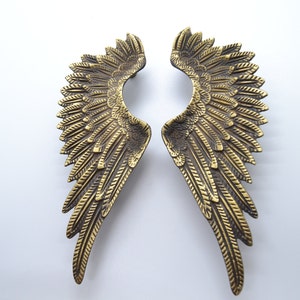 ANGEL WING HANDLE , Pair Brass Door Handle, Wardrobe Handle, Brass Door ...