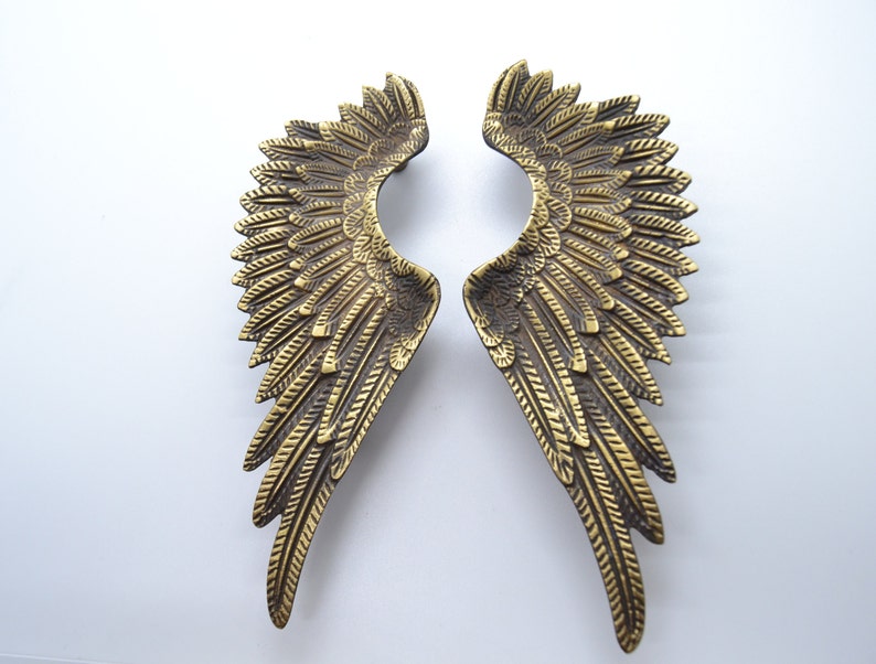 ANGEL WING HANDLE Pair Brass Door Handle Wardrobe Handle - Etsy
