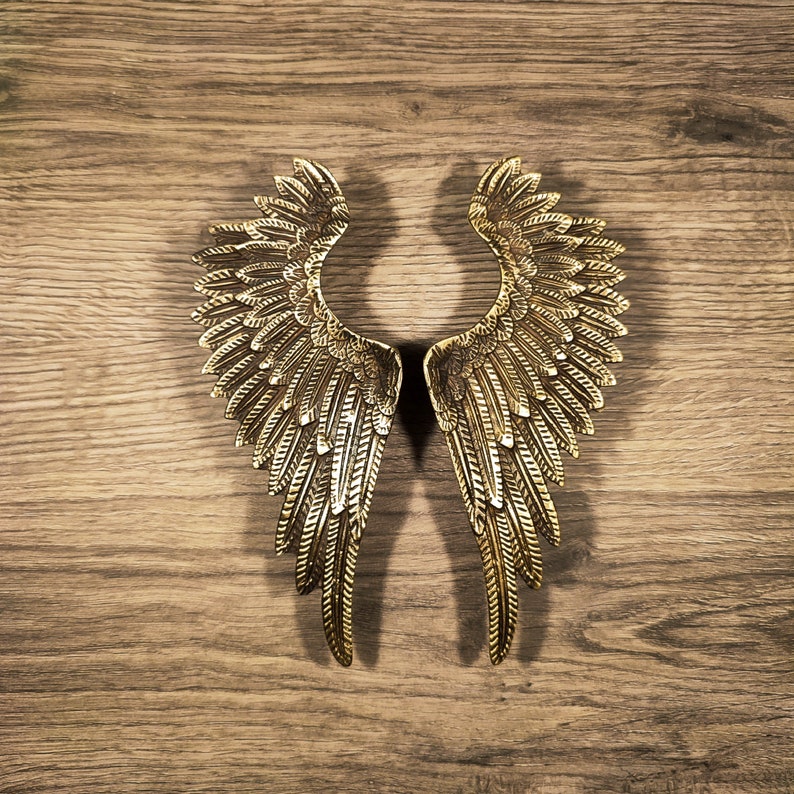 ANGEL WING HANDLE Pair Brass Door Handle Wardrobe Handle - Etsy
