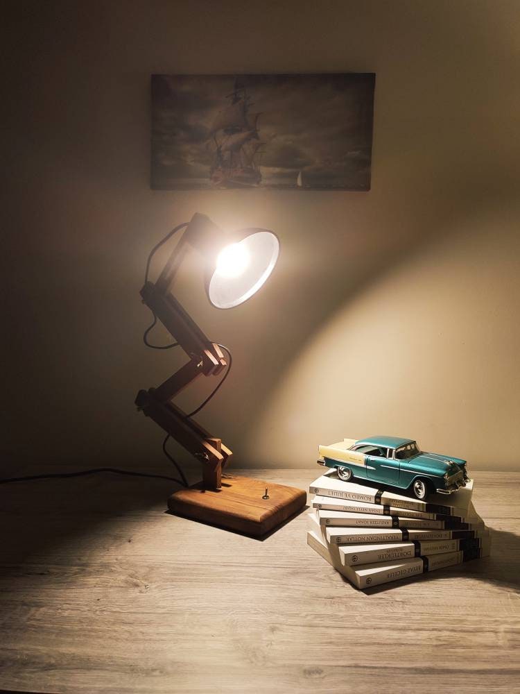 Handmade Wooden Desk Lamp: Modern Home Decor Reading Light - Etsy