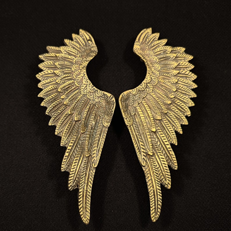 ANGEL WING HANDLE Pair Brass Door Handle Wardrobe Handle - Etsy