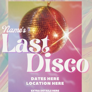 Last Disco Invitation Template | Canva Template | Editable Template ...