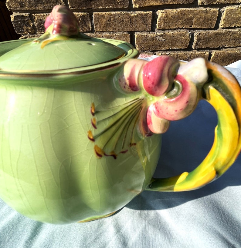 Royal Winton Green Tiger Lilly Teapot - Etsy