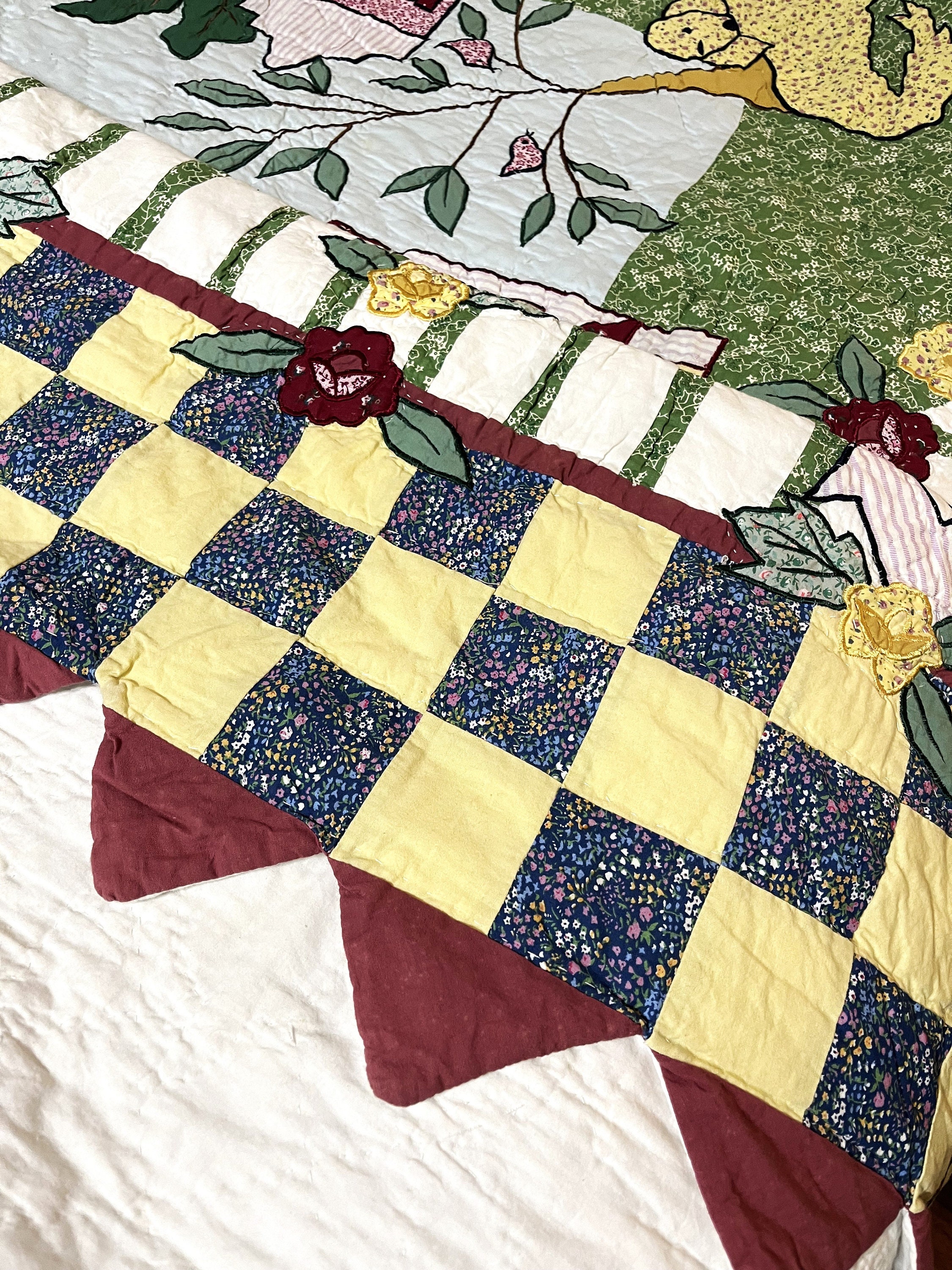 Vintage Applique Quilt, Wall Hanging, Cottage Core, Grandma, Handmade ...