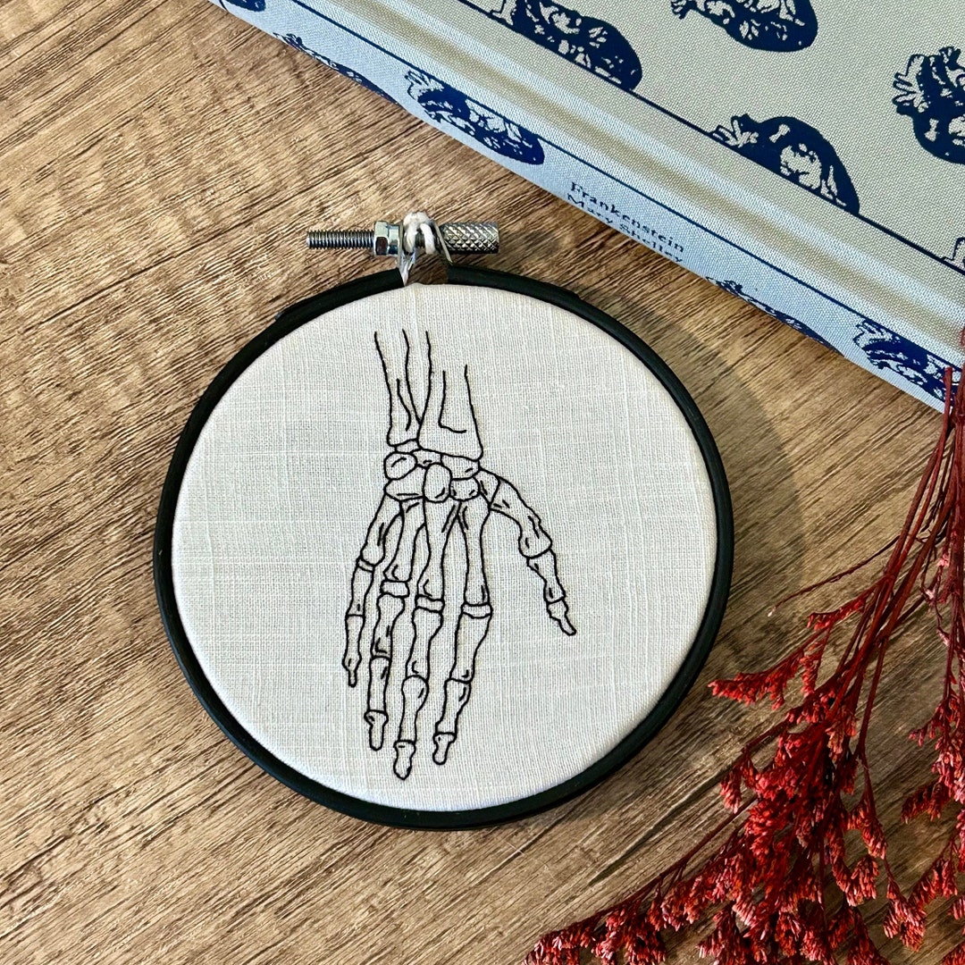 Anatomical Skeletal Hand 4-inch Hand Embroidery - Etsy
