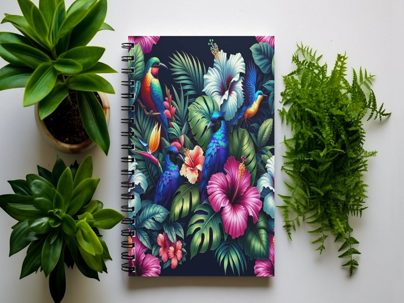 Tropical Bloom Spiral Notebook - Ruled Pages, Eco-friendly Paper ...