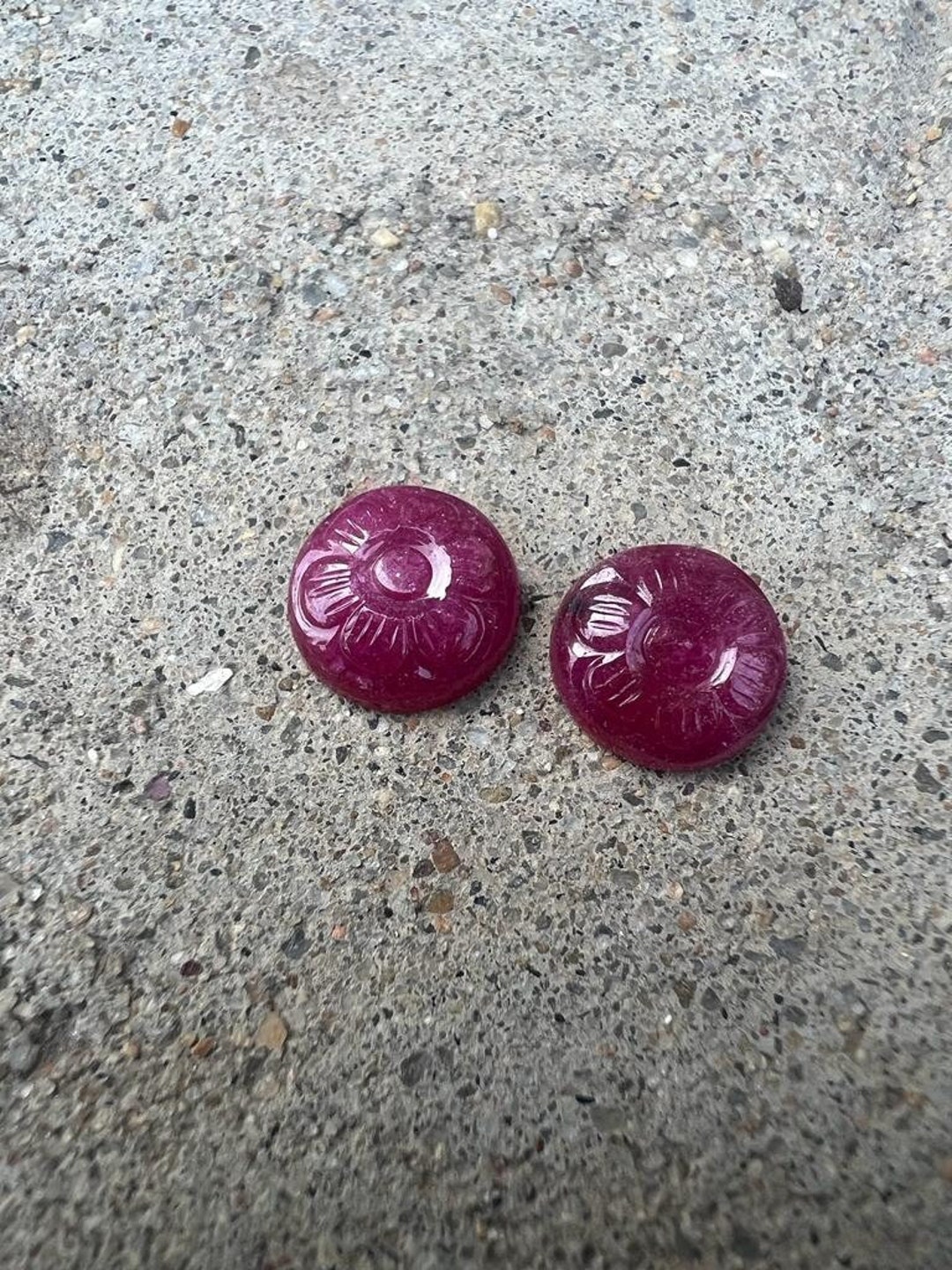 8.50 CT Carved Ruby Gemstones Natural Ruby Flower Carving Stone Round ...