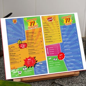 Super Hero Style Cafe Menu Board Template | Printable & Editable in ...