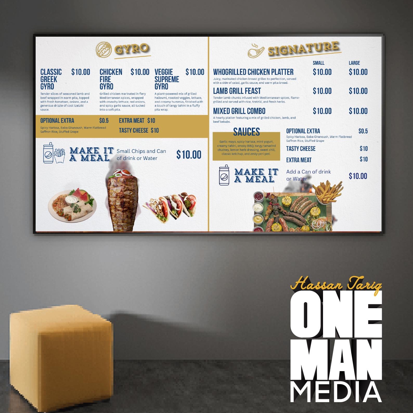 Animated 4K Restaurant Menu Board: Editable Canva Template (digital ...