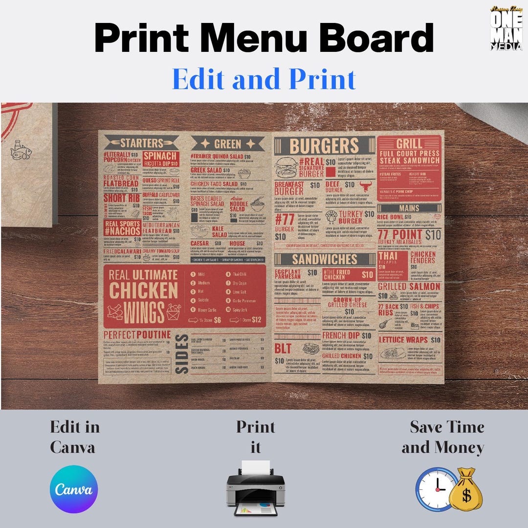 Clean & Modern Cafe Menu Templates | Editable in Canva - Etsy