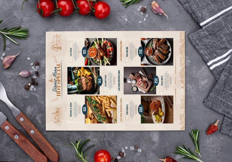 Modern Restaurant Menu Board Template | Printable & Editable in Canva ...