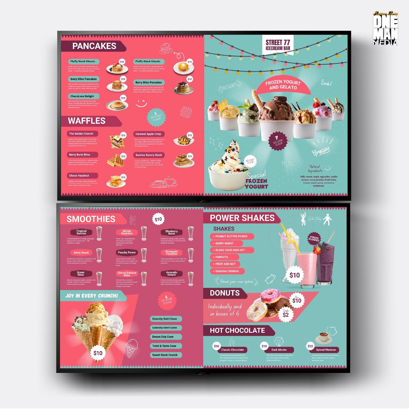 Ice Cream Menu Board Templates: 4K Digital TV Display (canva Editable ...