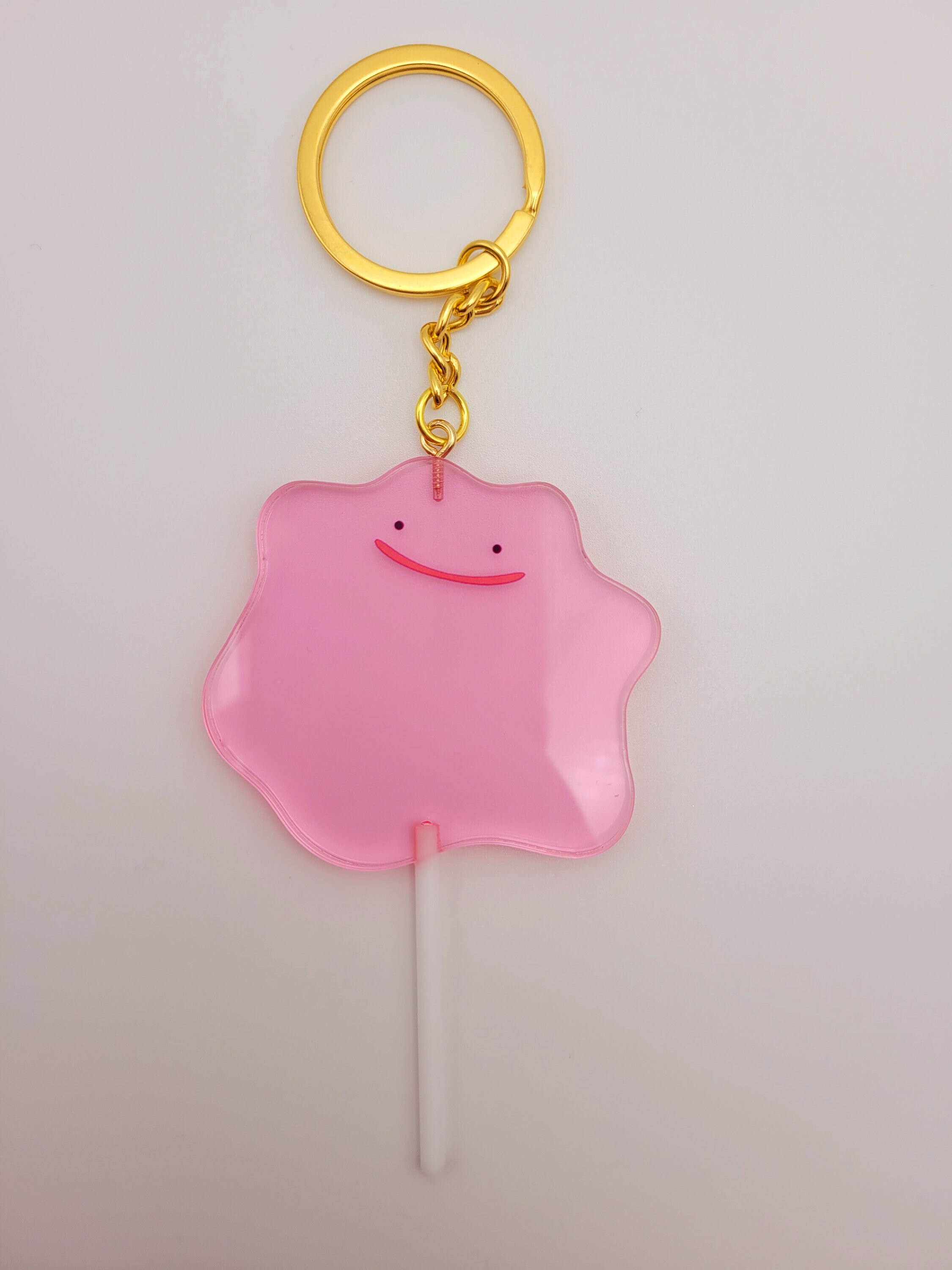 Ditto Hard Candy Lollipop Charm Pink Kawaii Keychain Video | Etsy