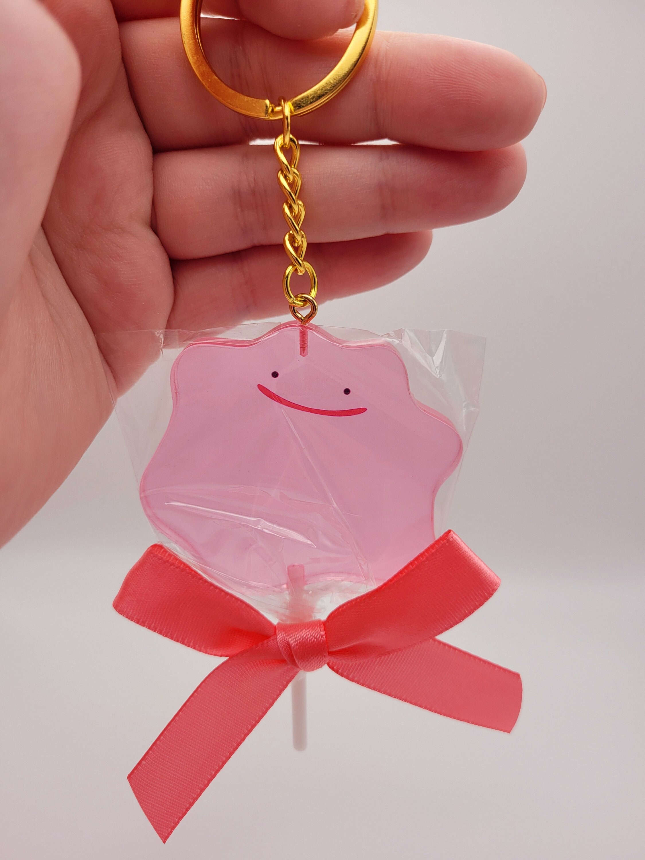 Ditto Hard Candy Lollipop Charm Pink Kawaii Keychain Video | Etsy