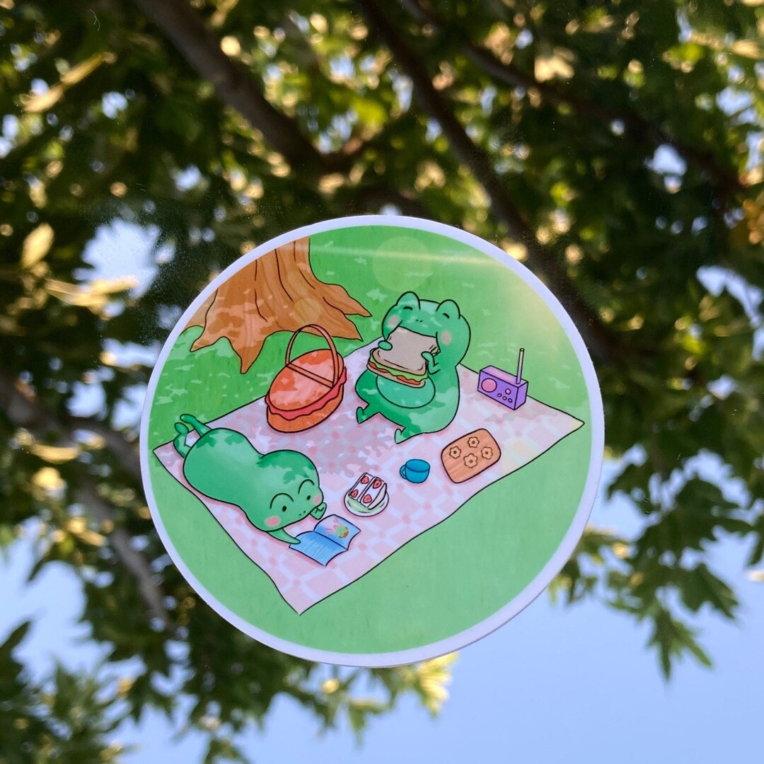 Frog Picnic Sticker | Glossy Laminated Waterproof Weatherproof Sticker ...