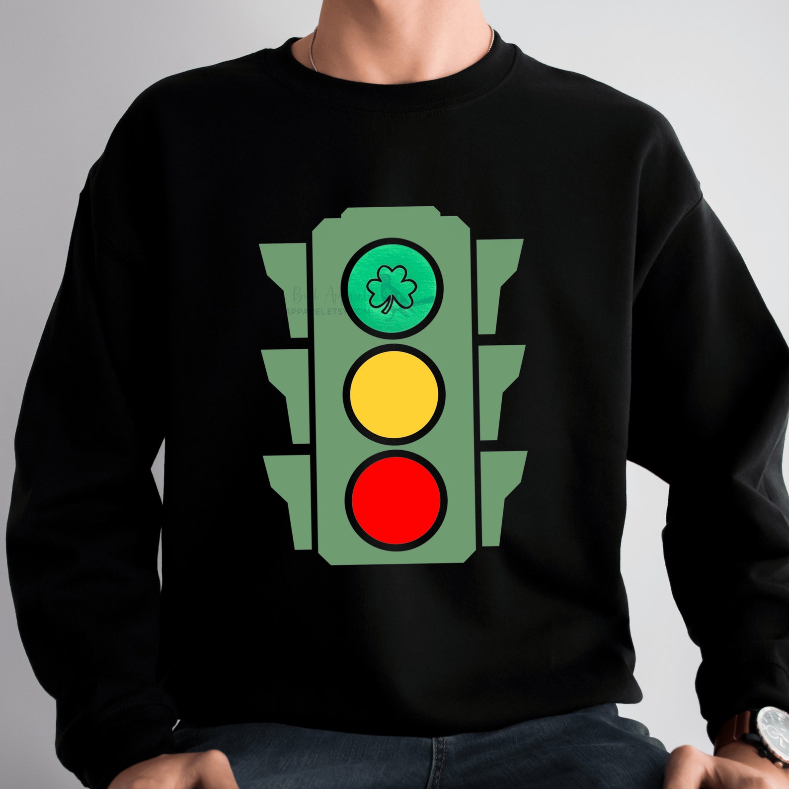 Upside Down Traffic Light With Shamrock Sweatshirt Tipp Hill - Etsy