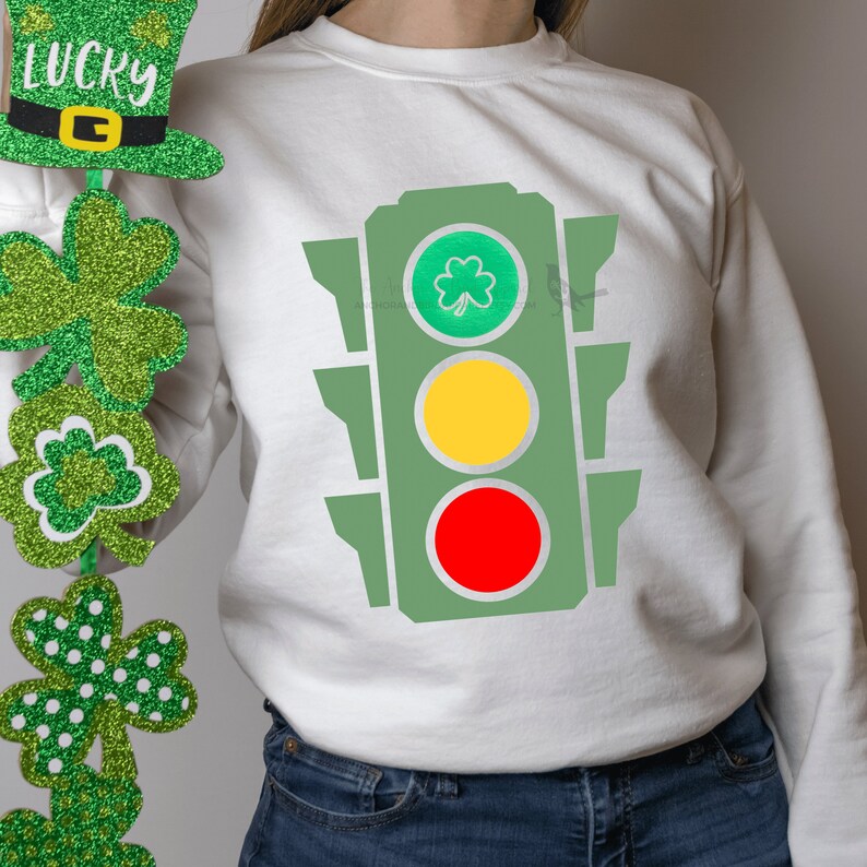 Upside Down Traffic Light With Shamrock Sweatshirt Tipp Hill - Etsy