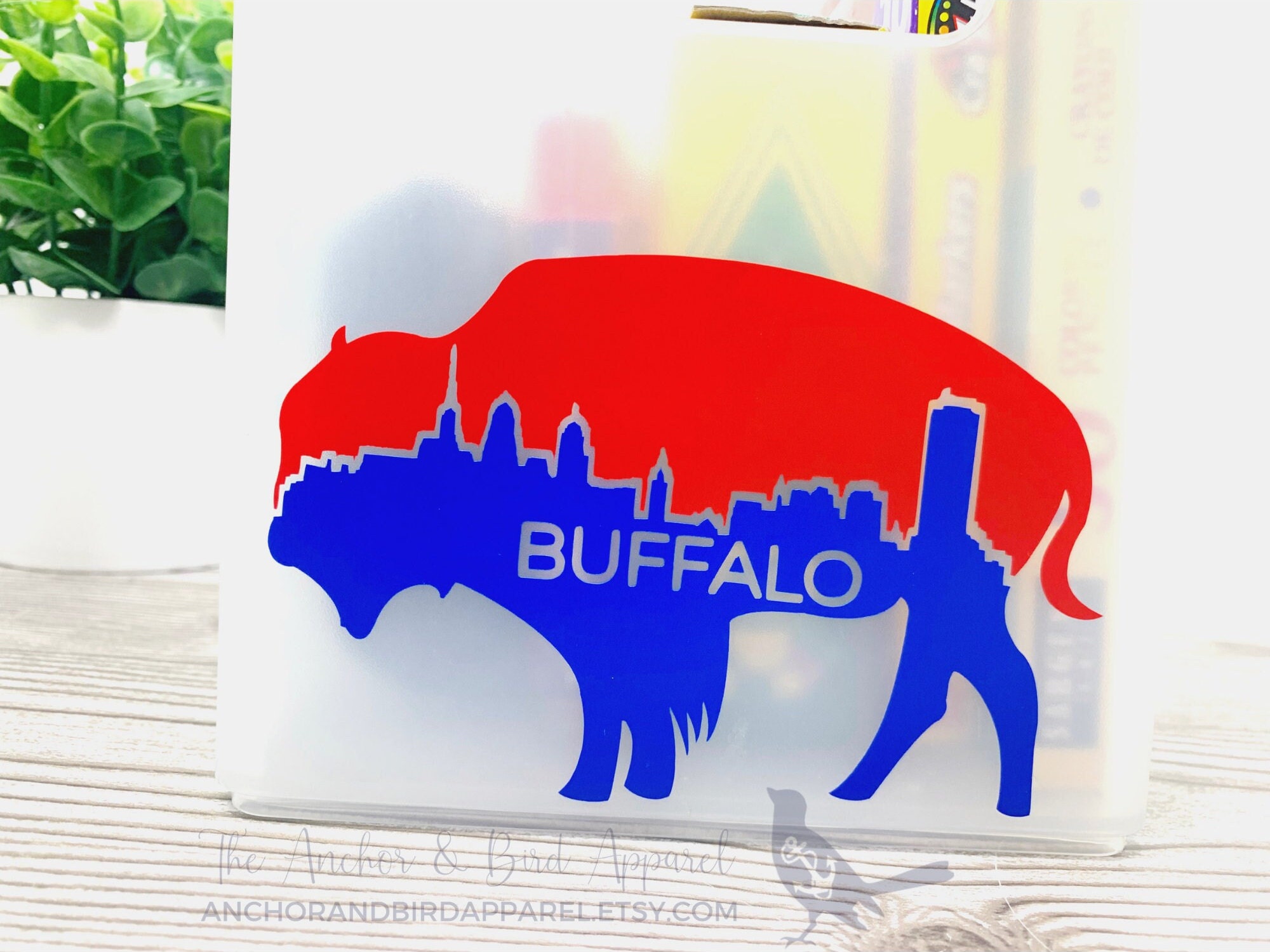 Two Color Buffalo Skyline Bison Decal | Buffalo Ny Skyline Car Decal ...