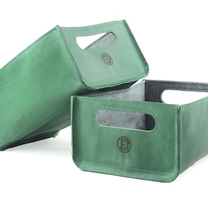 Leather Storage Basket, Custom Size Basket and Bins, Large Storage for ...