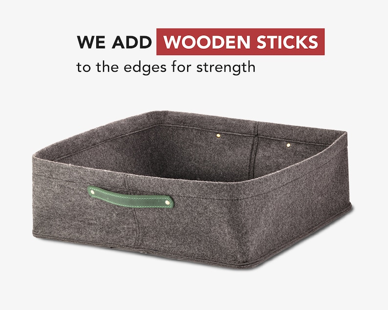 Storage Basket With Handle, Custom Size Basket and Bins, Felt Basket for Shelves, Shelf Storage ...