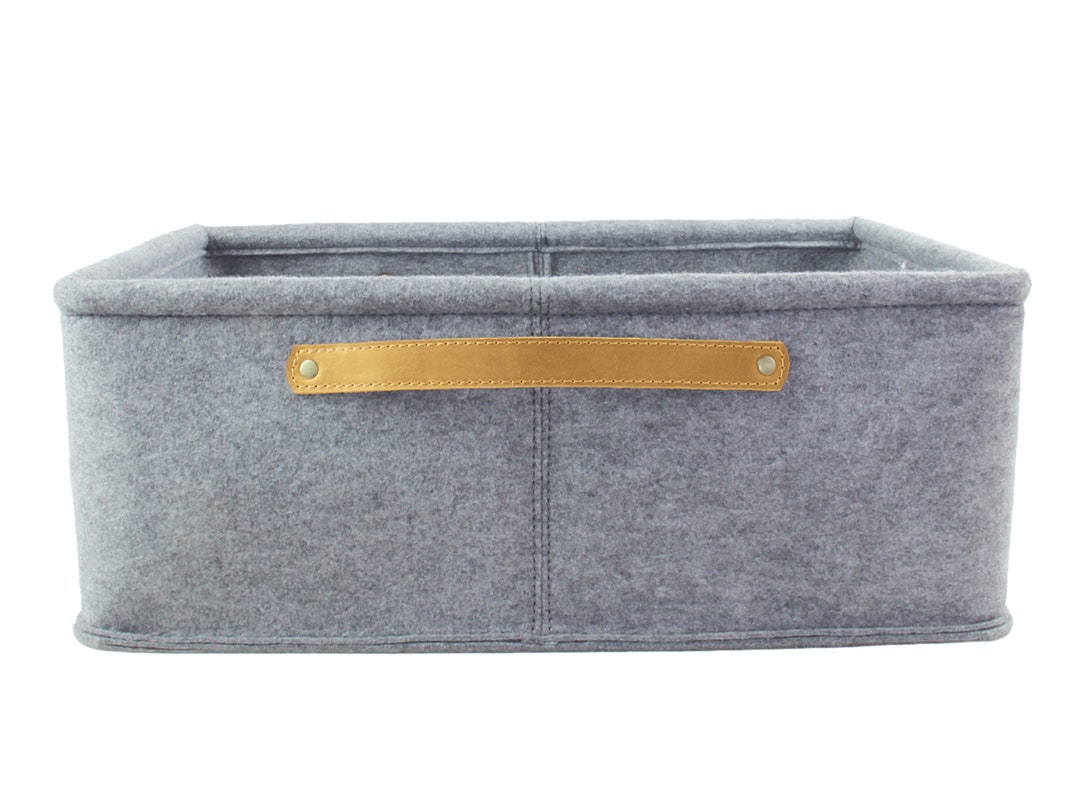 Storage Basket With Handle Custom Size Basket and Bins Felt - Etsy