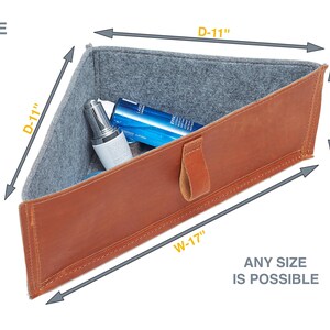 Triangle Storage Basket With Leather Handle, Corner Shelf Basket ...