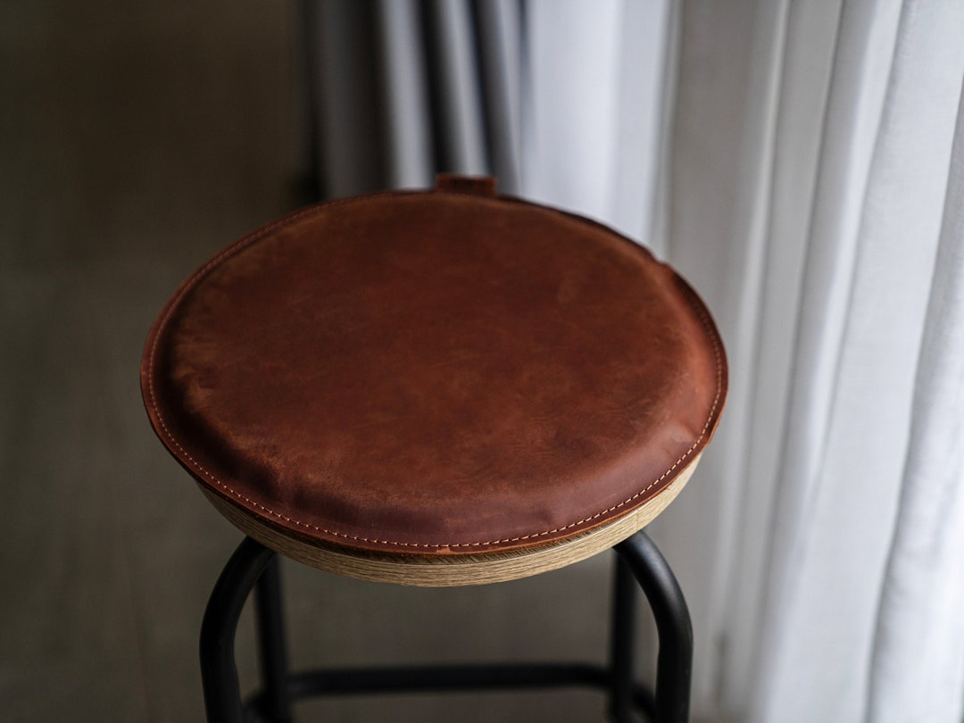 Round Chair Pad, Round Leather Seat Cushion, Farmhouse Pillow ...