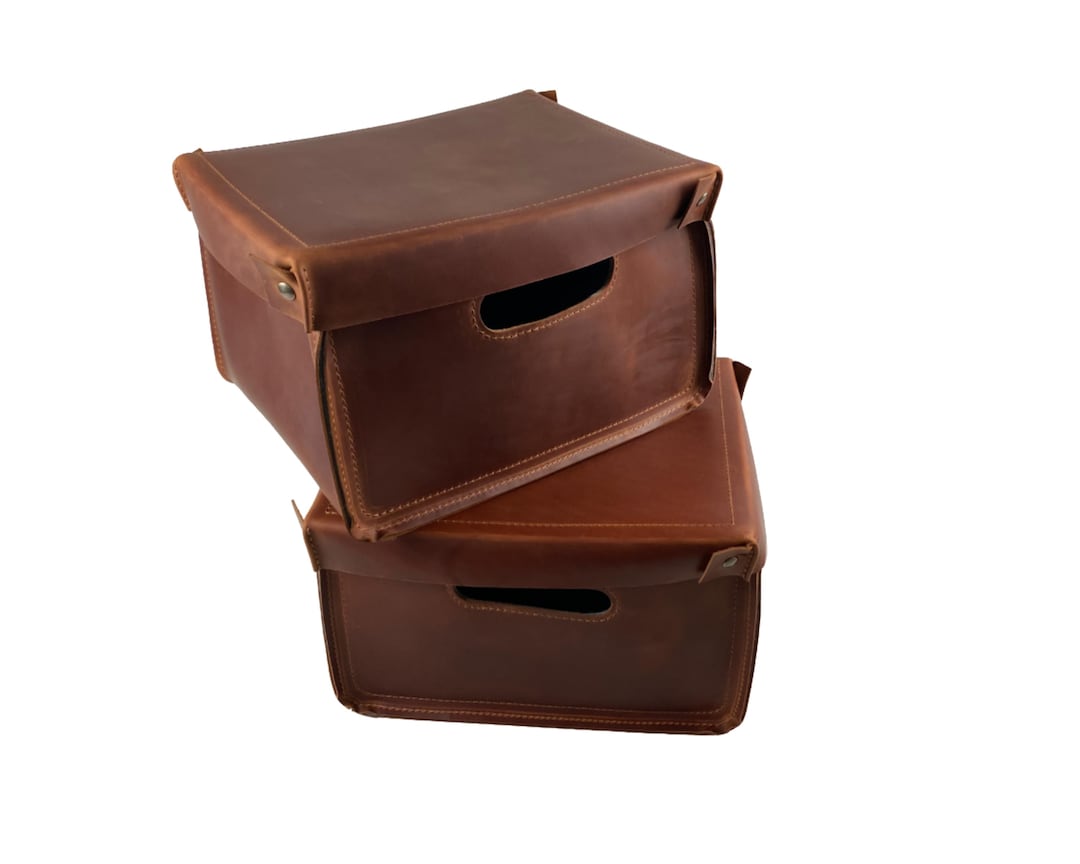 Large Basket With Lid, Leather Storage Bins With Lids Custom Size ...