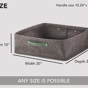 Storage Basket With Handle, Custom Size Basket and Bins, Felt Basket ...