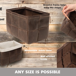 Leather Basket, Leather Storage Bin, Leather Storage Basket, Leather ...